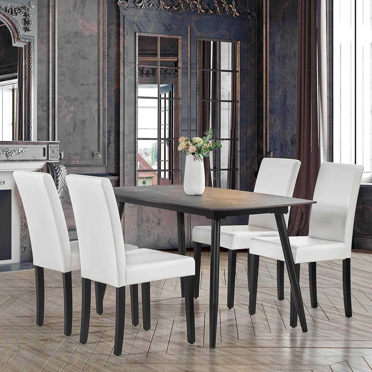 Yaheetech Dining Chairs Set of 6 Button Tufted Parsons Kitchen Chairs ...
