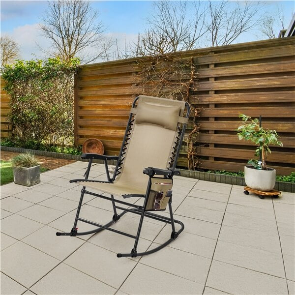 Yaheetech Rocking Chairs Foldable Outdoor Reclining Lounge Chair ...