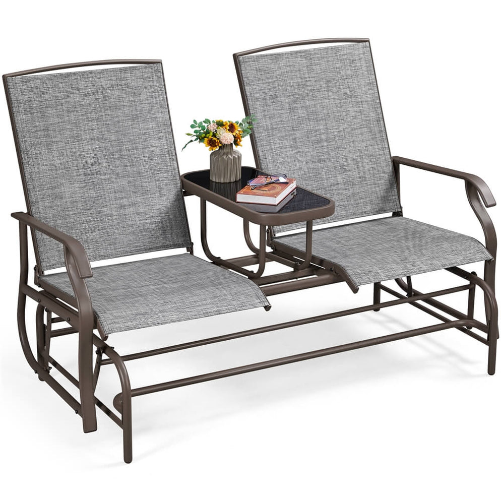 Yaheetech 2-Seat Outdoor Glider with Center Table